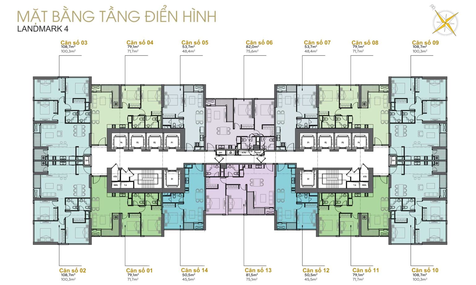 Mặt bằng Landmark 4 Vinhomes Central Park (Tân Cảng ) - Layout chi tiết